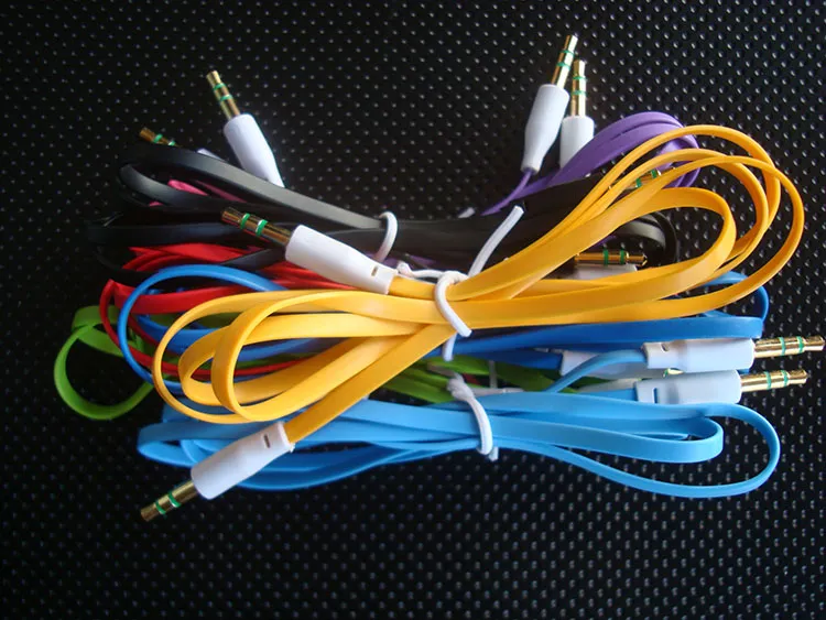 Auxiliary Cables: 3.5mm To 3.5mm Colorful Flat Car Aux Audio Cable ...