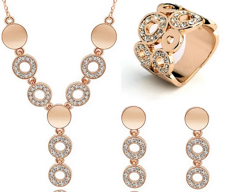 Premium 18K Gold Filled Wedding Jewelry Sets: Austrian Crystal Necklace ...