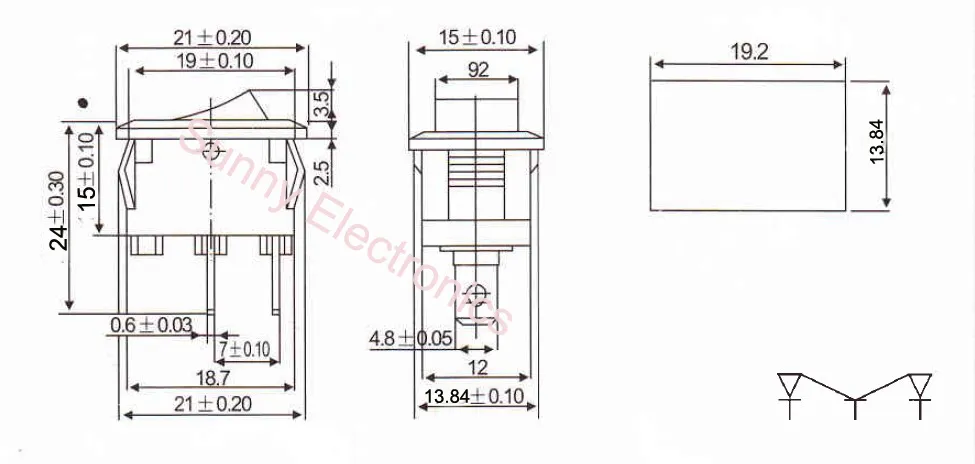 Wholesale Mini Rocker Switch,Momentary Rocker Switch 3pins, ON OFF ON ...