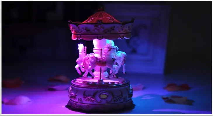 Pink Led Lights Merry Go Round Music Box With Light Perfect Christmas ...