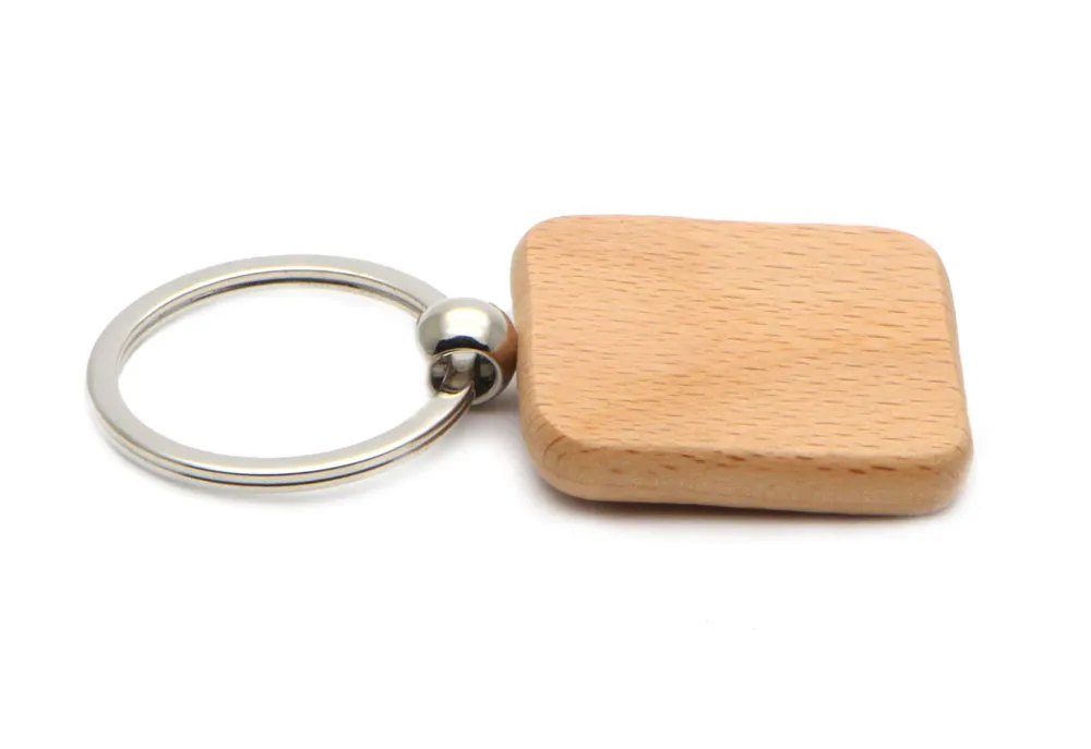Personalized Wooden Keychains Custom Engraved Square Blank Keyring In ...