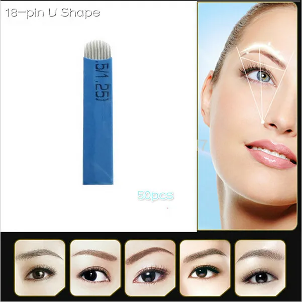 2024 Microblading Blades 18 Pin U Shape Permanent Makeup Eyebrow ...