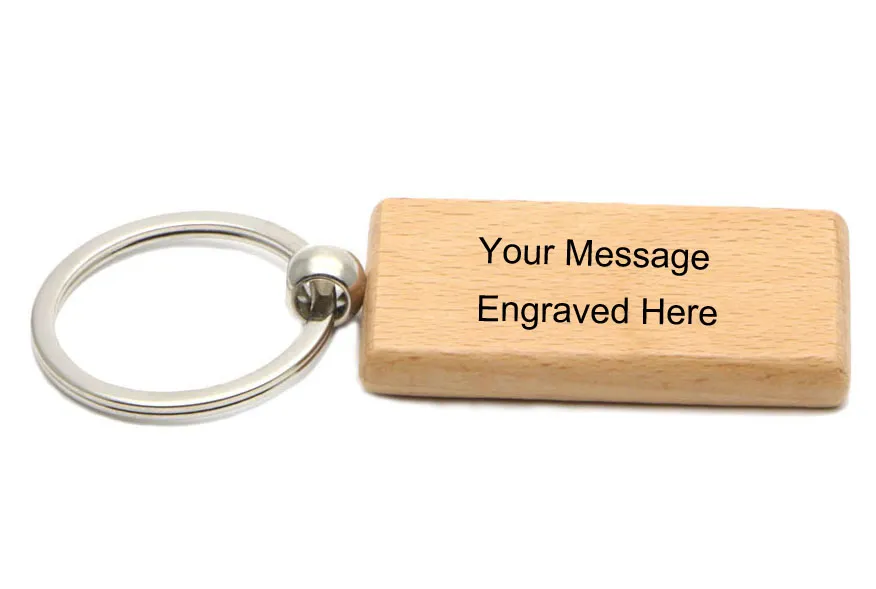 Personalized Rectangle Wooden Wooden Keychain With Engraved Logo Set Of ...