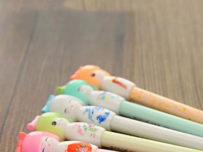 Japanese Pens: Cute Girl Figurine Gel Pen Novelty Writing Pen, Black ...