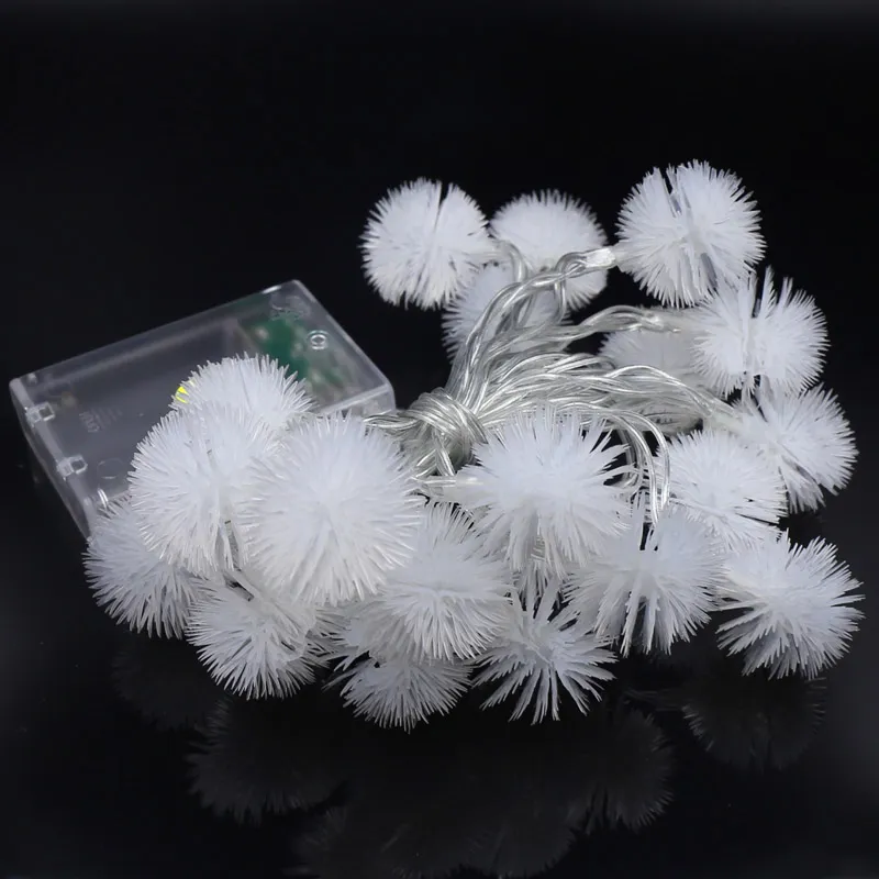 2M Warm White Puffer Ball Mini String Lights Lights Battery Powered For ...