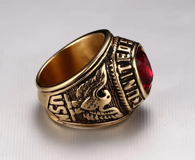 Vintage Titanium Steel Mens Punk Self Defence Ring With Carved ...