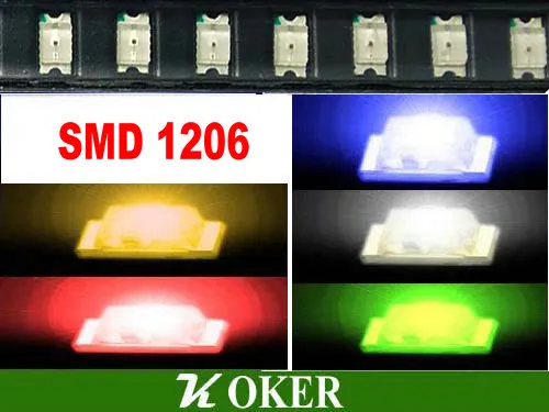 SMD 1206 LED Assortment Kit - Ultra Bright White Red Blue Green Yellow ...