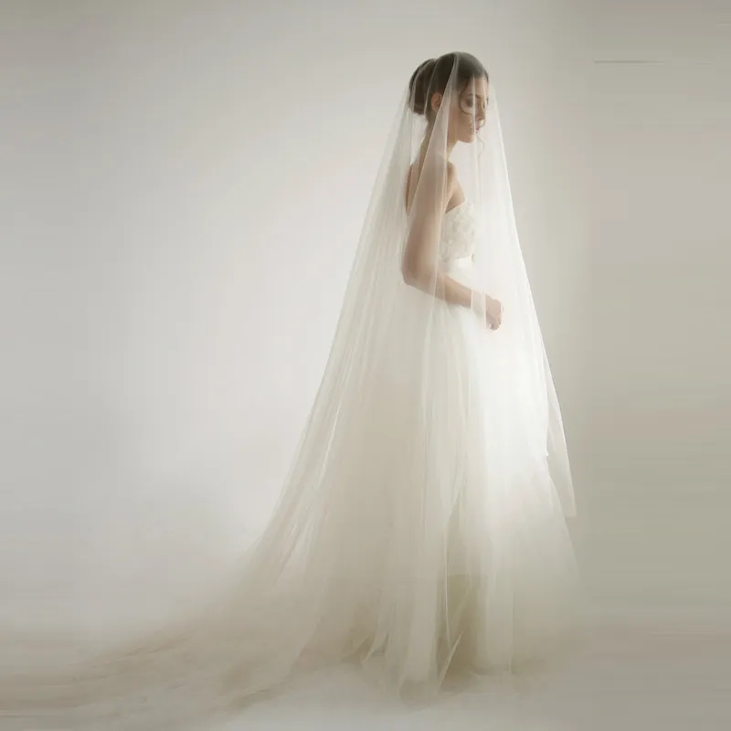 Cathedral Veil With Blusher: 108'' Soft Tulle Bridal Veil, 47'' Blusher ...