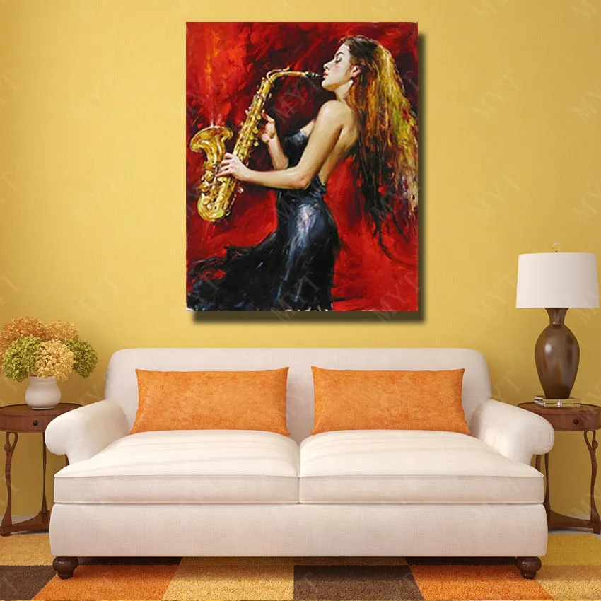 Hand Painted Saxophone Performance Oil Painting On... From ...