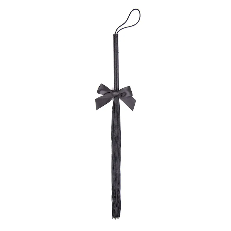 Black Bow Knot Braided Whip Mistress Whipping Toy For Slave Training