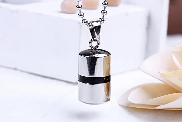 Stainless Steel Forever Letters Cylinder Necklace With Openable Pendant ...
