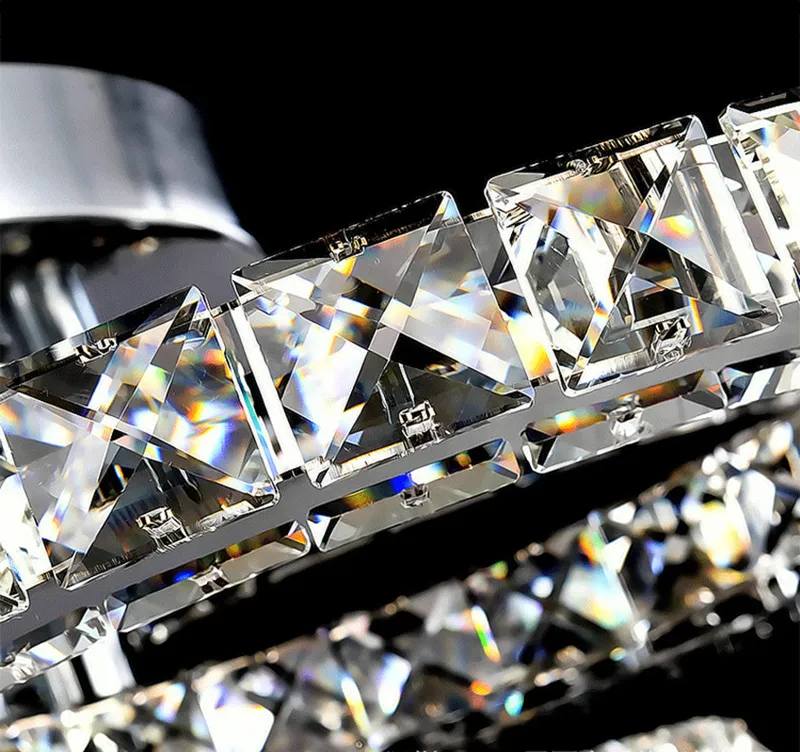 Modern Led Crystal Chandelier Light Round Circle Flush Mounted ...