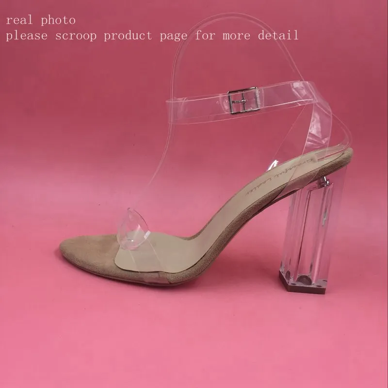 Clear PVC High Heel Sandals For Women, Transparent Ankle Strap Open Toe ...