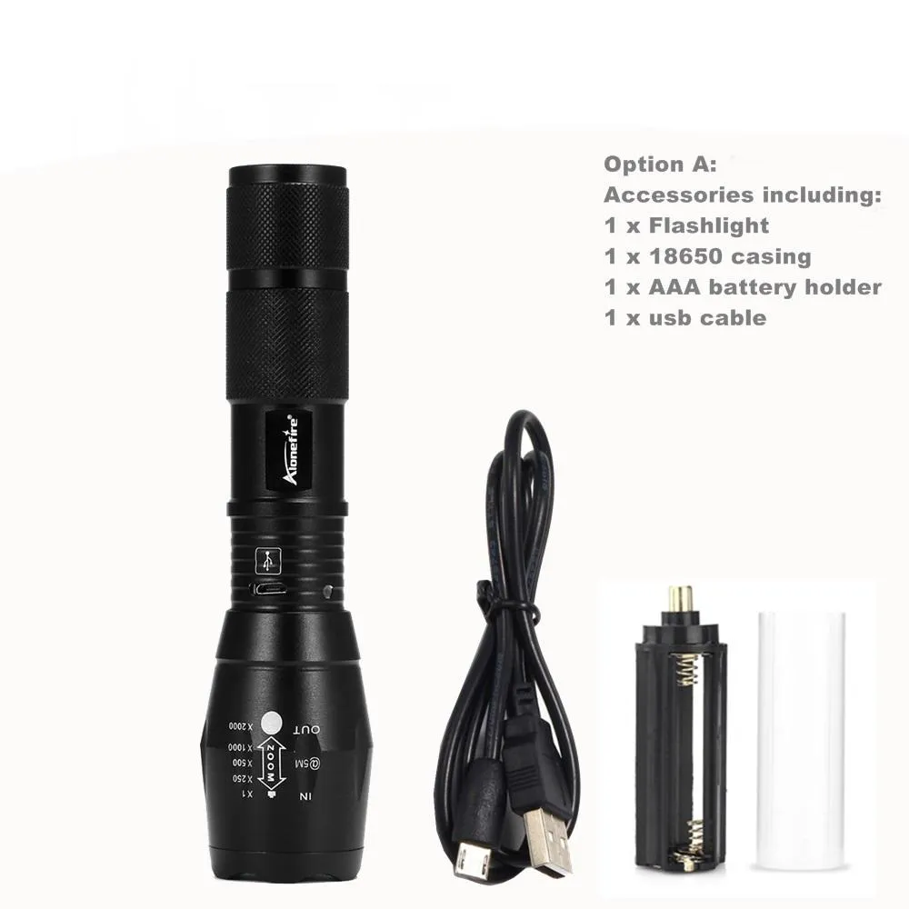 DHgate.com:AloneFire G700-U Zoomable LED Flashlight, Waterproof USB ...