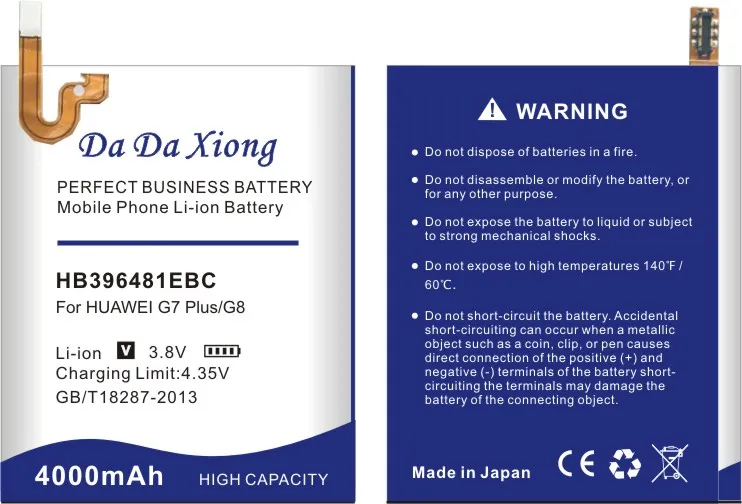 4000mAh HB396481EBC Battery For Huawei Honor 5X, G7 Plus, G8, G8X ...