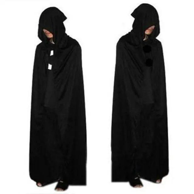 Black Knitted Halloween Costume With Devil Death Hoody Cloak And Long ...
