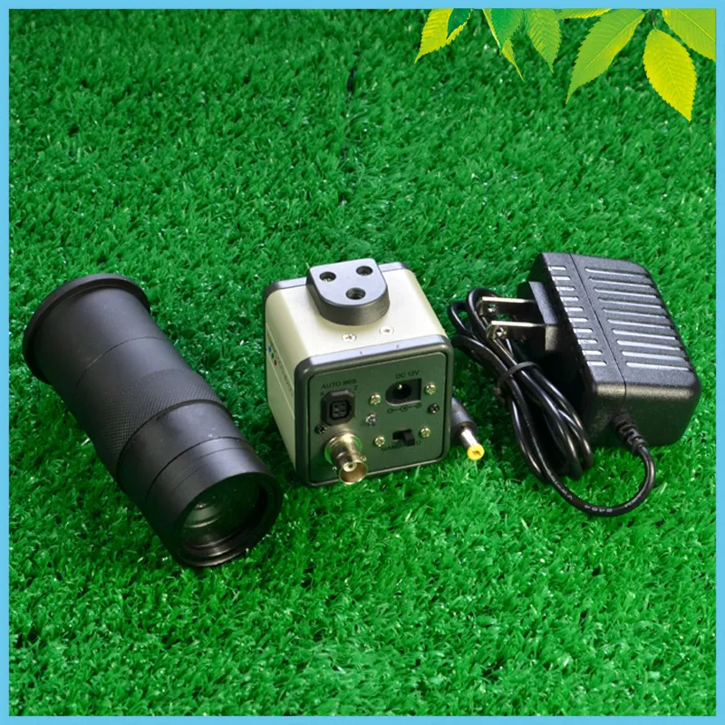 800TVL AV BNC Industrial Microscope Camera & 100X Objective Lens Kit ...