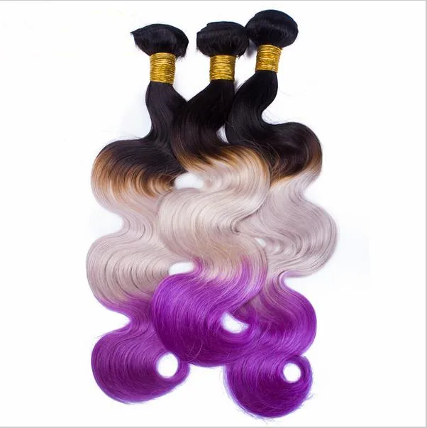 Peruvian Hair Bundles: Virgin Hair Weave #1B Grey Purple Ombre Body ...