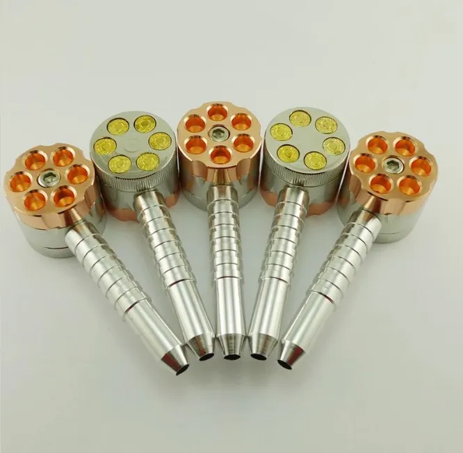 BULLET ROTATING PIPE Tobacco Metal Herb Grinder Smoking Hand Filter ...