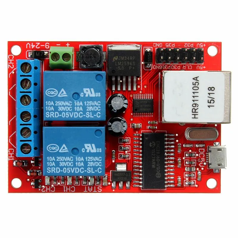 12 Volt DC Timer Switch Kit, Ethernet Network Relay Module Dual Relay ...