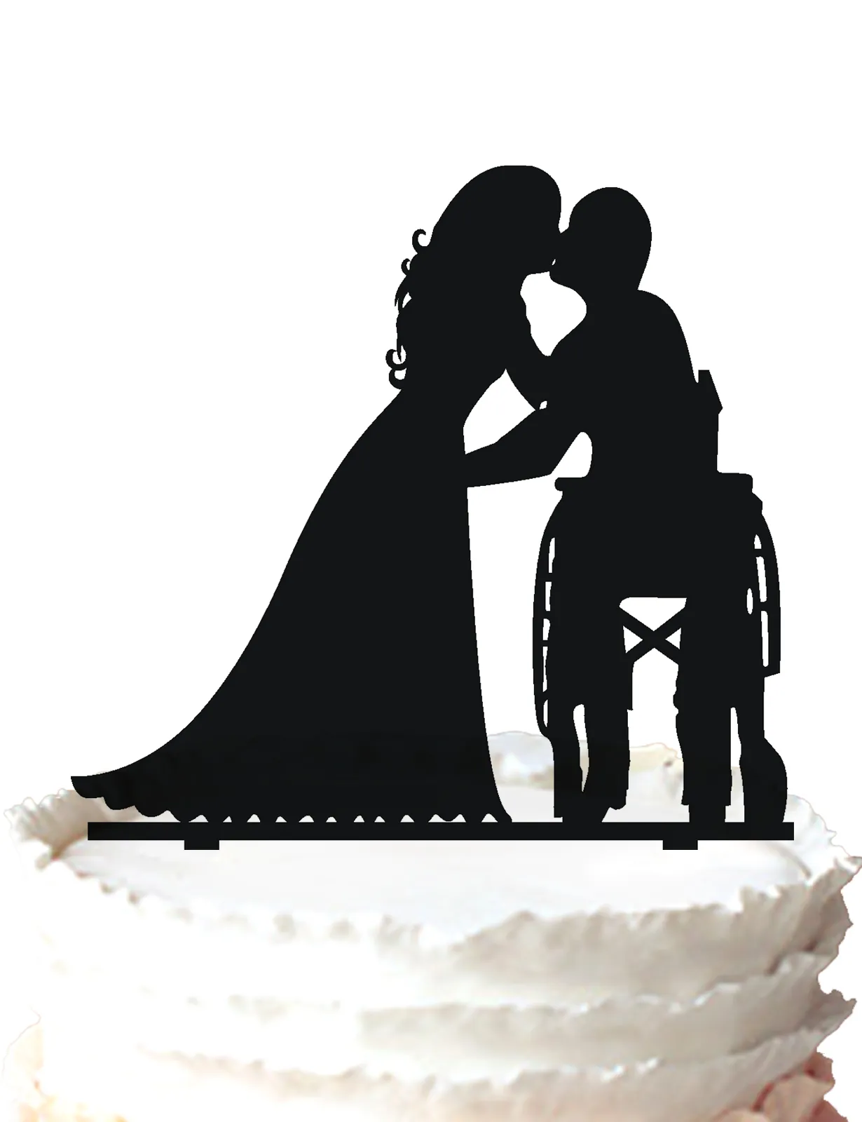Wedding Cake Topper Groom In Wheelchair Kissing Bride, Acrylic Special ...