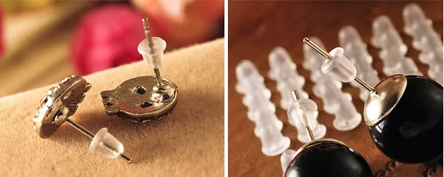 Clear Plastic Earring Plugs Soft Silicone Ear Plugging For Allergy Free ...