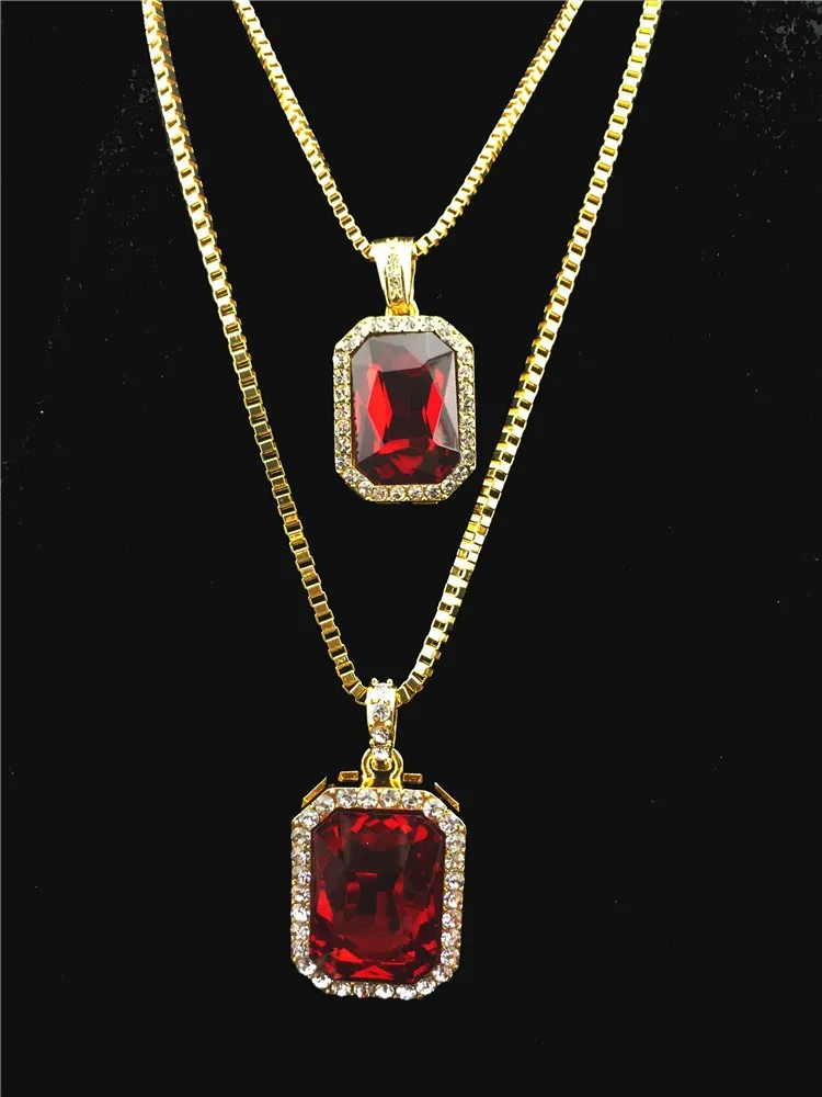 Wholesale Hip Hop Jewelry: Square Iced Out Pendant Necklace Set With ...