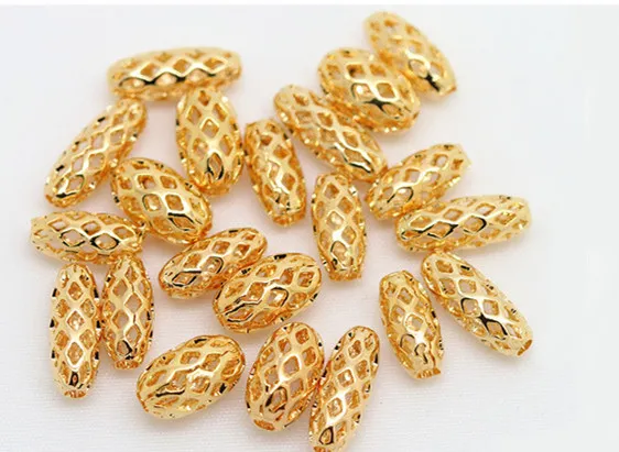 14k Gold Plated Filigree Beads - Hollow Ellipse Tube Spacers for ...