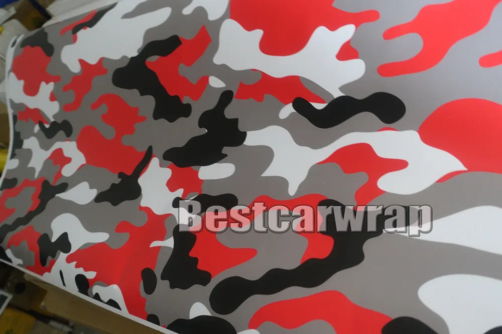 Camo Wrapping Black Vehicle Wrap Red Black White Camouflage Vinyl Full ...