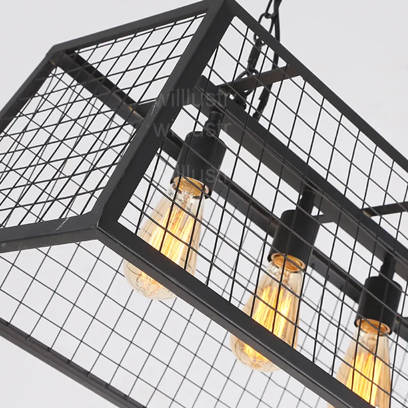 Industrial Trapezoid Iron Net Pendant Lamp Vintage Metal Hanging Light ...