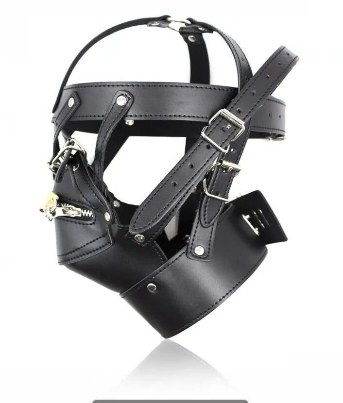 Bondage Sexy New Party Leather Gimp Toy Head Harness Hood Mask Bondage ...