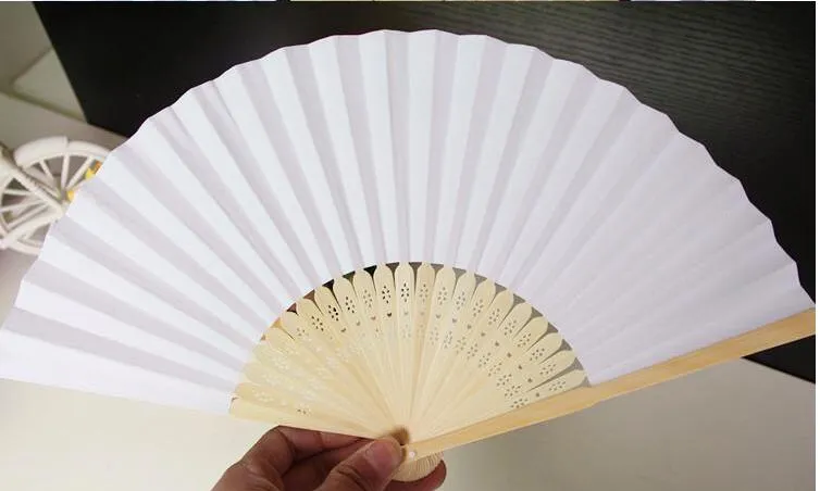 Elegant White Paper Hand Fan - Chinese Style Wedding Fan, Bridal Dance ...
