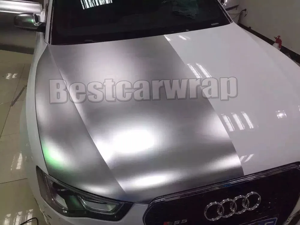 Matte Chrome Silver Vinyl Car Wrap Film 1.52x20m Roll, Air Release ...
