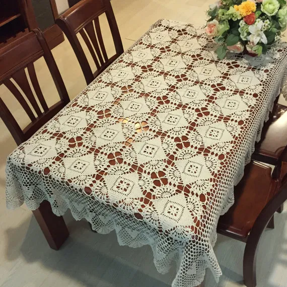 Crochet Table Covers: Handmade Oblong Crochet Tablecloth Decorative ...