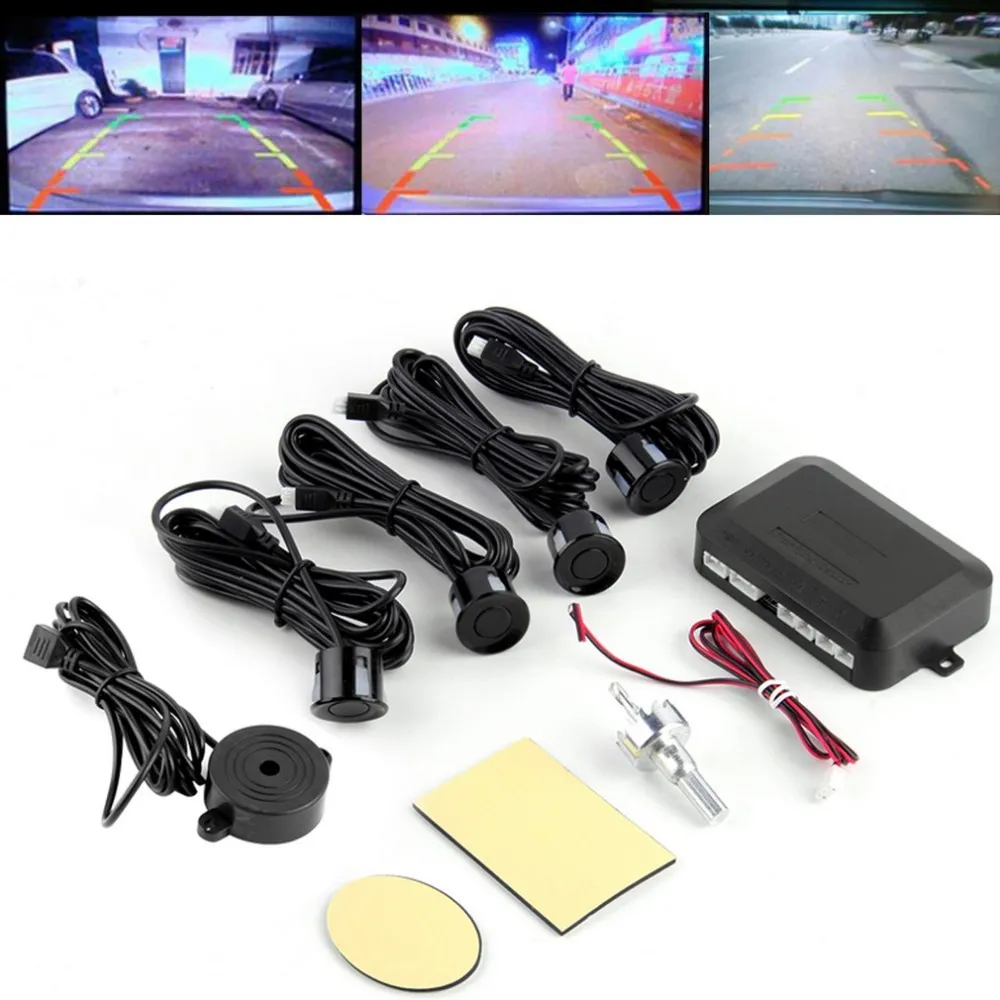 DC 12V LED Car Parking Sensor with 4 Sensors, Auto Reverse Backup Radar ...