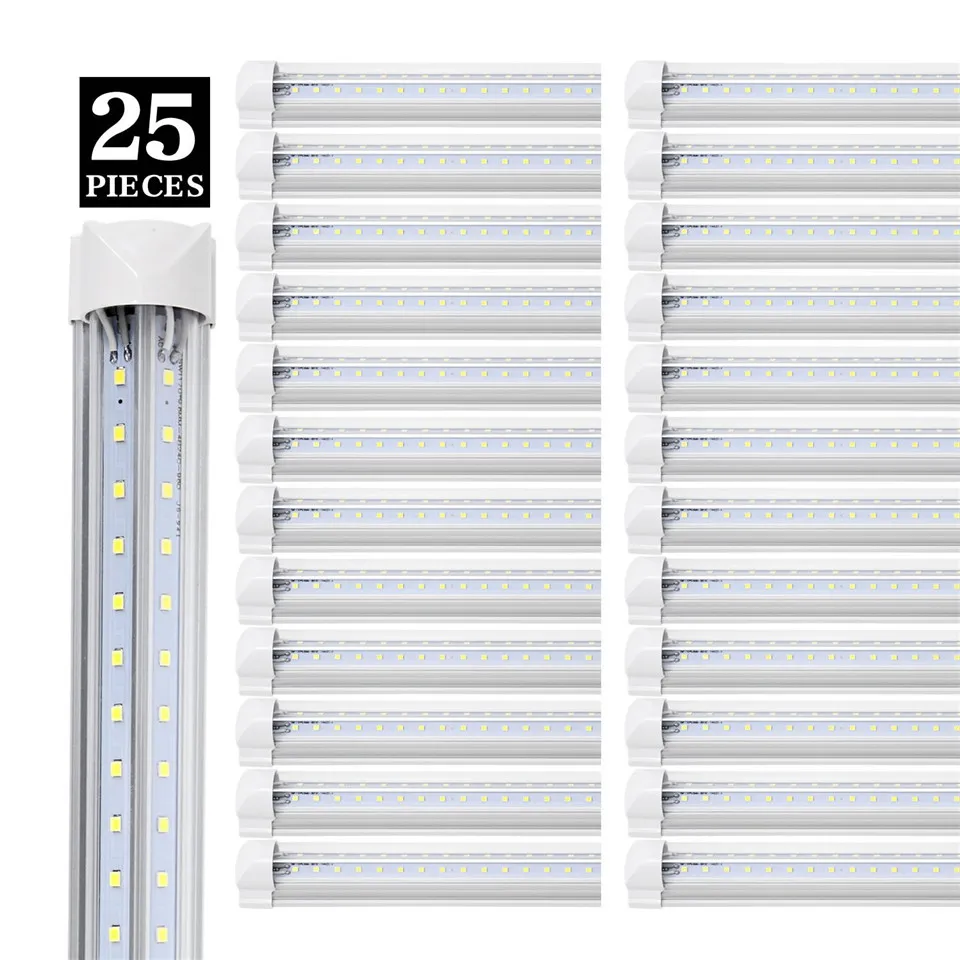25 Pack Cooler Door LED Tube Lights 8ft, V Shape, 6500K, 65W/90W, Clear ...