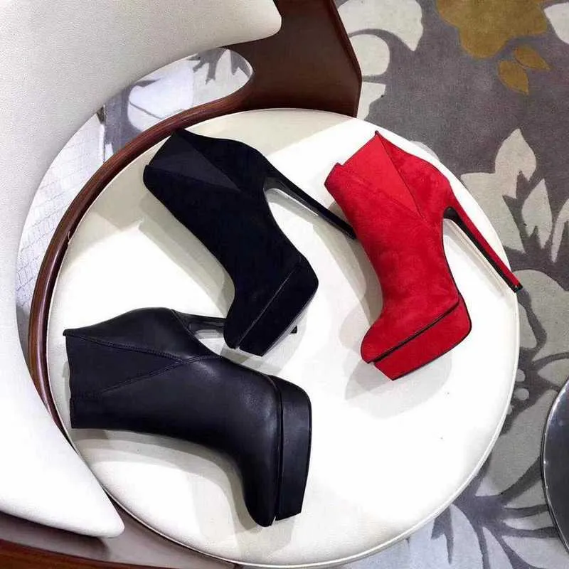 Fashion Womens High Heel 130mm Autumn Winter Boot Platforms Sheepkin ...