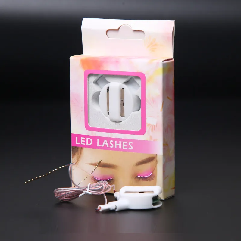 LED Eyelashes Eyelid False Eyelashes Unisex LED Light Eye Lash Luminous ...