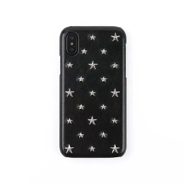PU Luxury Leather Back Cover Metal Star Cell Phone Case Fashion Desion ...