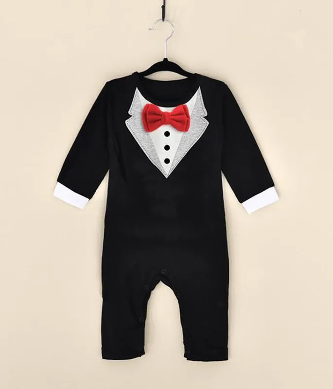 Baby Boy Formal Tuxedo Jumpsuit Suit Conjoined Clothes For Weddings ...