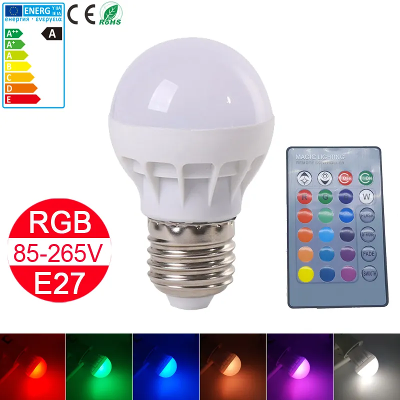 Brand NEW RGB LED Lamp E27 3W LED Bulb RGB Soptlight 85 265V Energy ...