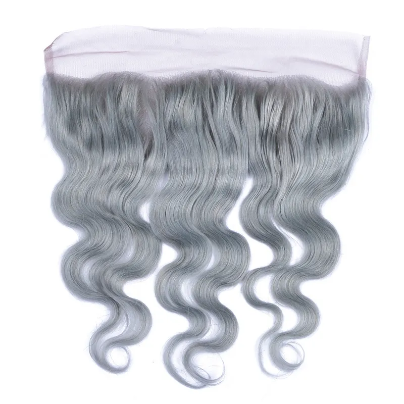Pure Grey Body Wave Wavy Full Lace Frontal with Bleached Knots - Free ...