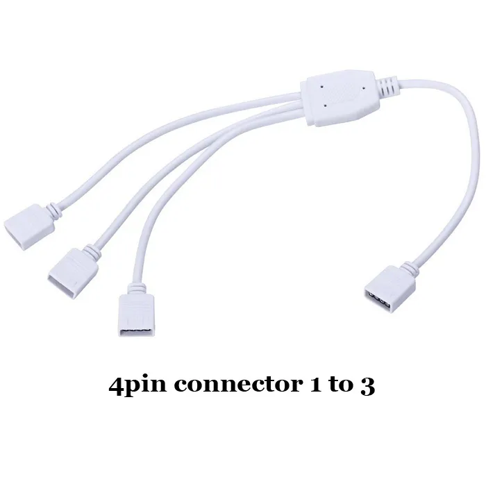 4 Pin LED Connector: 1 To 3 Female Splitter Cable For 3528 5050 RGB LED ...