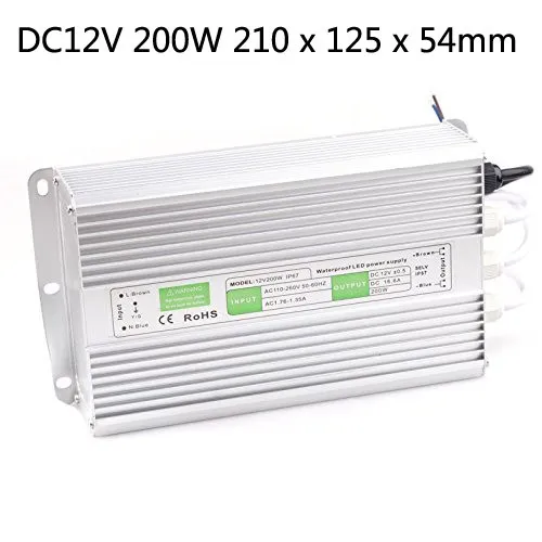 Waterproof LED Driver: 100W-200W AC110V/220V to DC 12V Power Supply ...