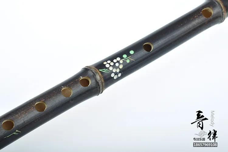 Zizhu Black Bamboo Flute, Hand-Carved Plum Blossom Design, Traditional ...
