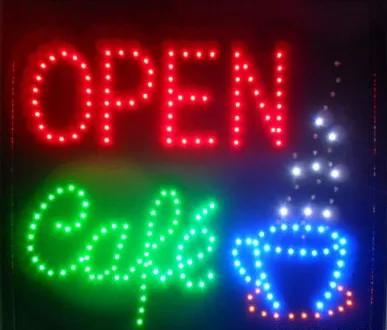 Flashing LED Open Sign - 48x48cm Hand-Writing Message Board for Cafe ...