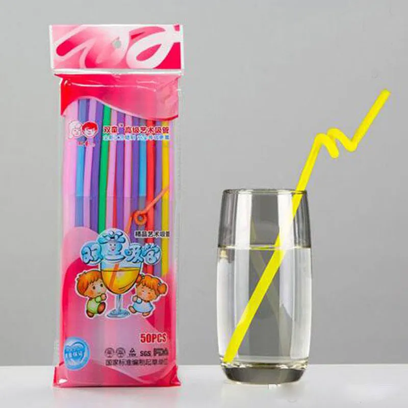 2016 New 50-Piece Disposable Bendable Plastic Drinking Straws for Juice ...