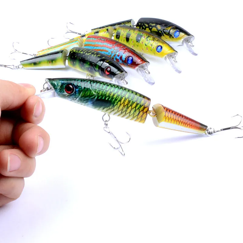 New PS Painted Laser Minnow Jointed Fishing Bait 14cm 21.7g 3D Eyes Deep Diving 2 Segements ...