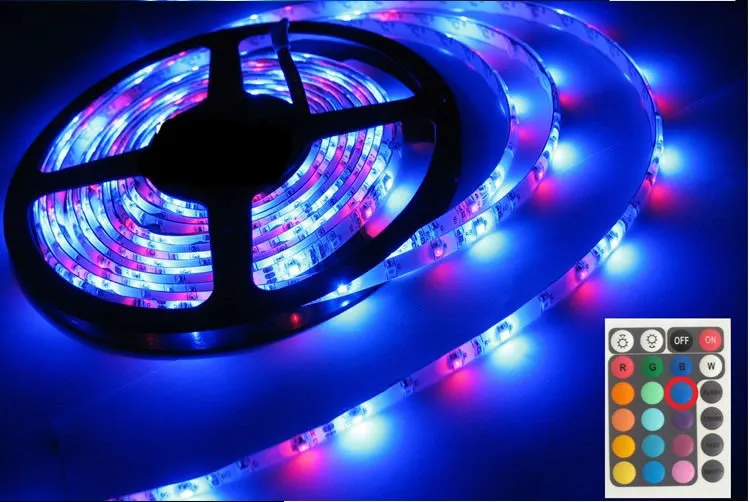 Brand 5M RGB 3528 LED Strip Lights Waterproof Flexible 300 LEDs With 24 ...