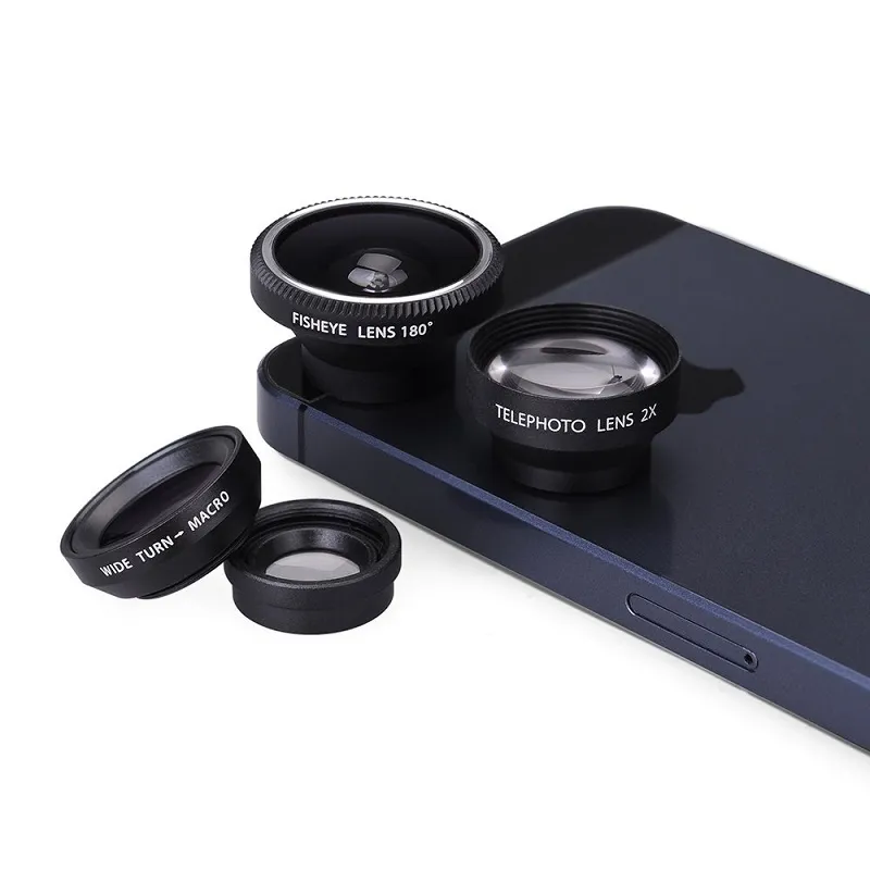 4-in-1 Mobile Phone Lens Kit: Fish-Eye, Wide Angle, Macro & 2X ...